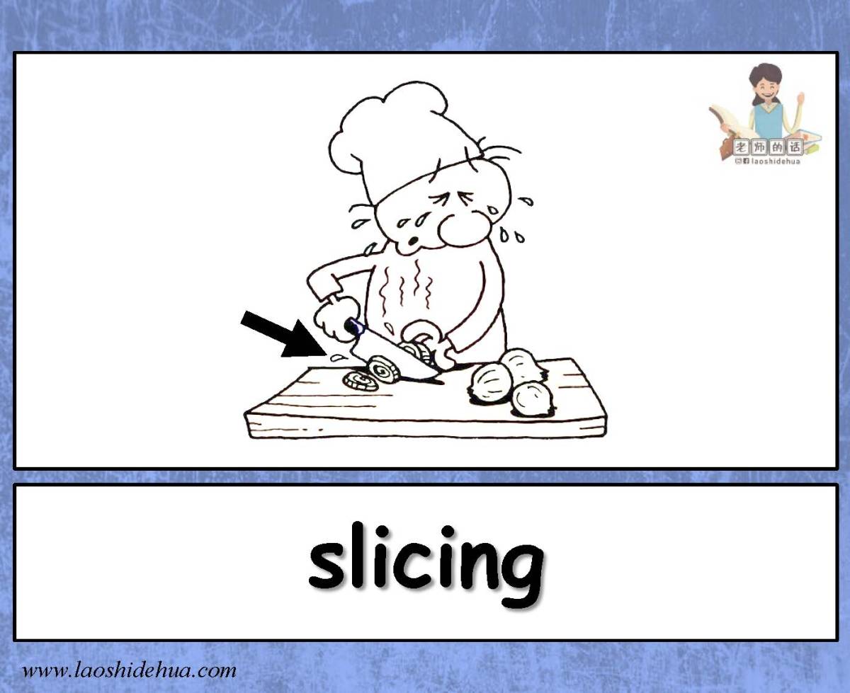 [English] Action Verbs Flash Cards and Worksheets (M200) – 老师的话 lao shi ...