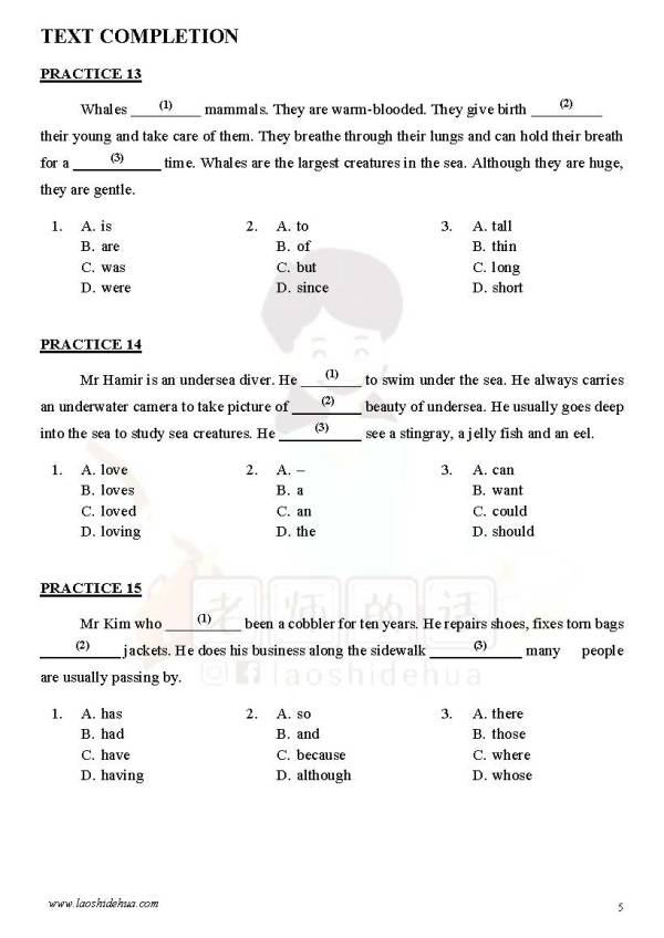 [Year 4-5 English] Text Completion (M212) – 老师的话 lao shi de hua