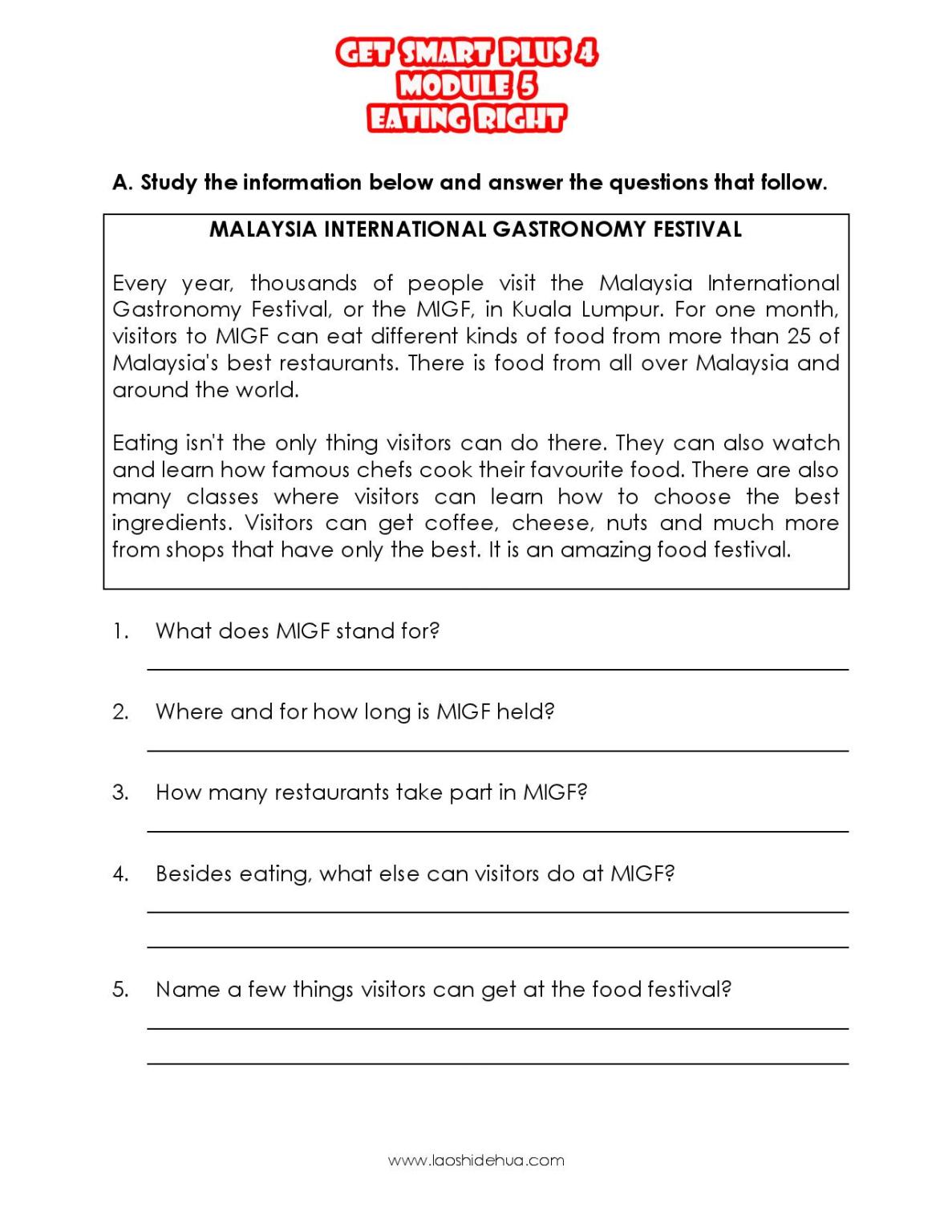 [Year 4 English] CEFR Module Worksheets (Get Smart Plus 4) – 老师的话 lao ...