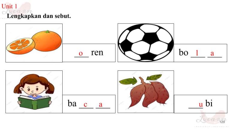 [Bahasa Melayu Tahun 1] Latihan Mengikut Unit – 老师的话 lao shi de hua
