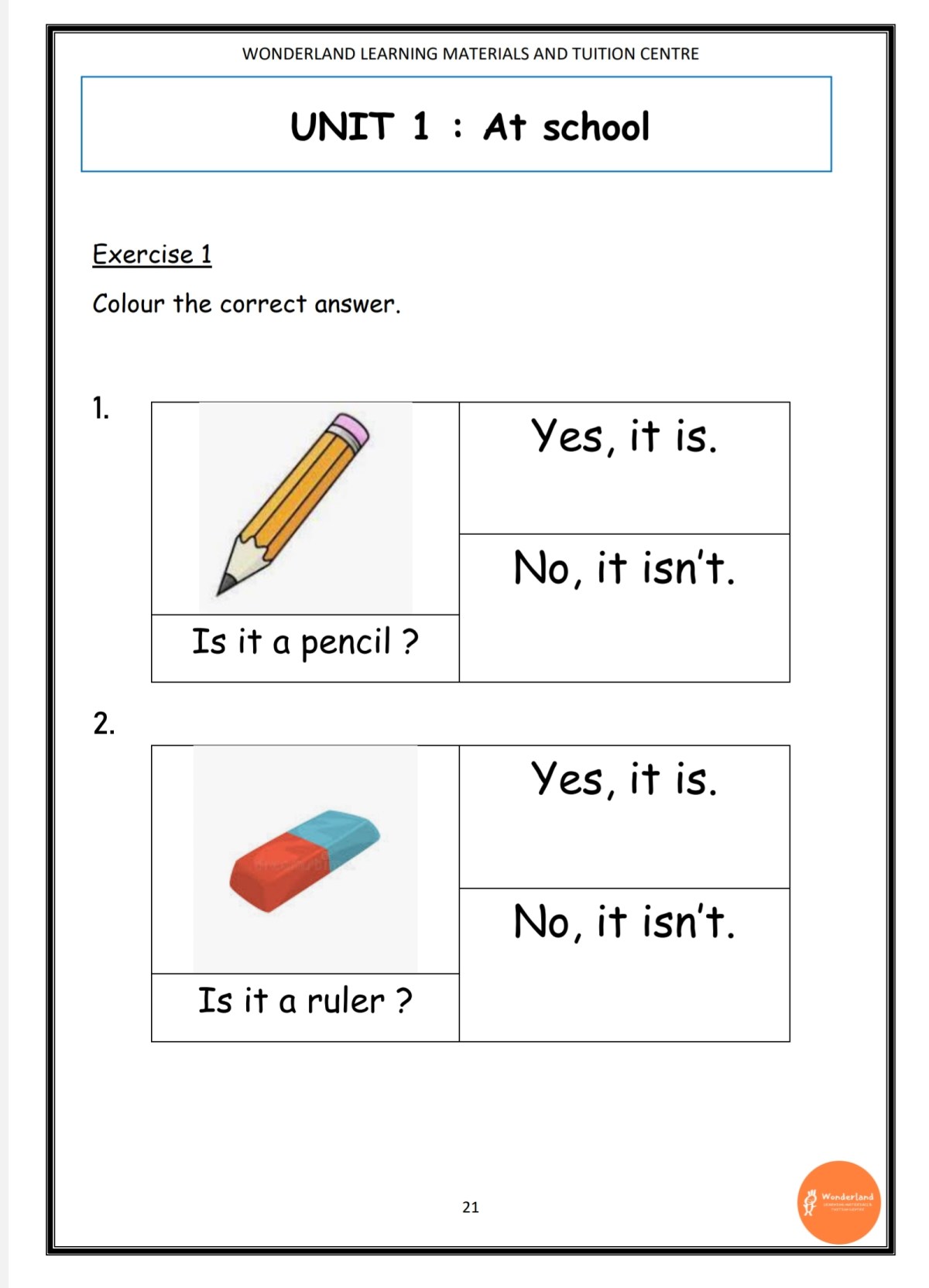 [Year 1 English] CEFR Notes and Exercises – 老师的话 lao shi de hua