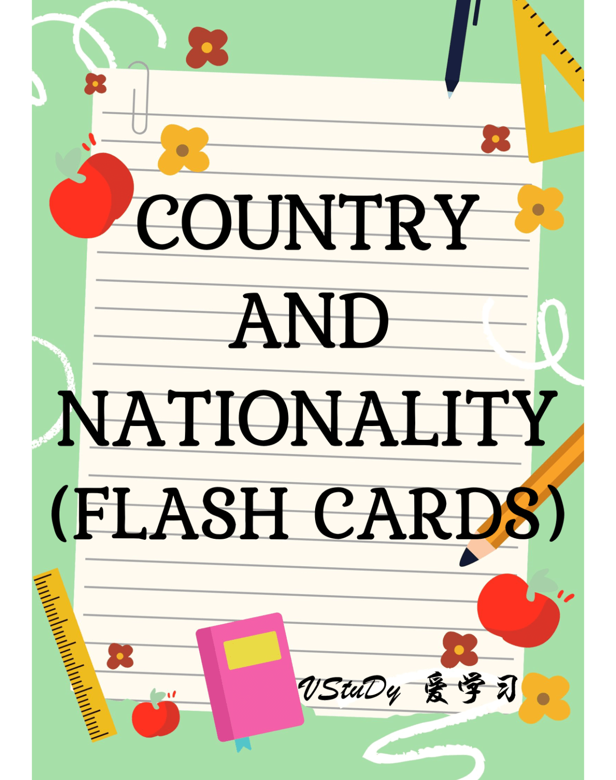 [English] Country and Nationality Flash Cards (V 18) – 老师的话 lao shi de hua
