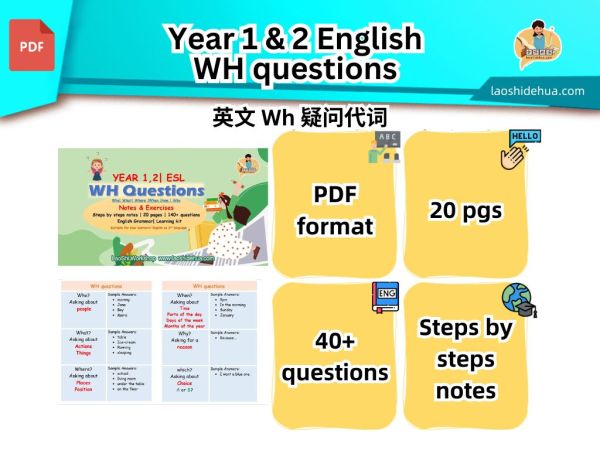 [Year 1-2 English] WH questions – 老师的话 lao shi de hua
