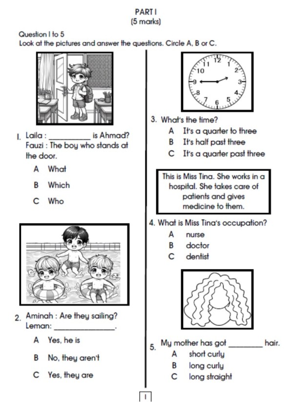Year 3 English UASA 2023/2024 (1 set) – 老师的话 lao shi de hua