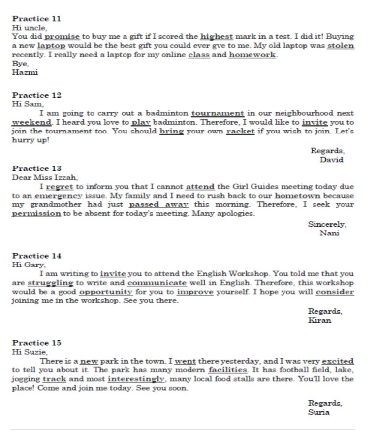 Part 6 Writing Short Communicative Message (email, message, note) 20 ...