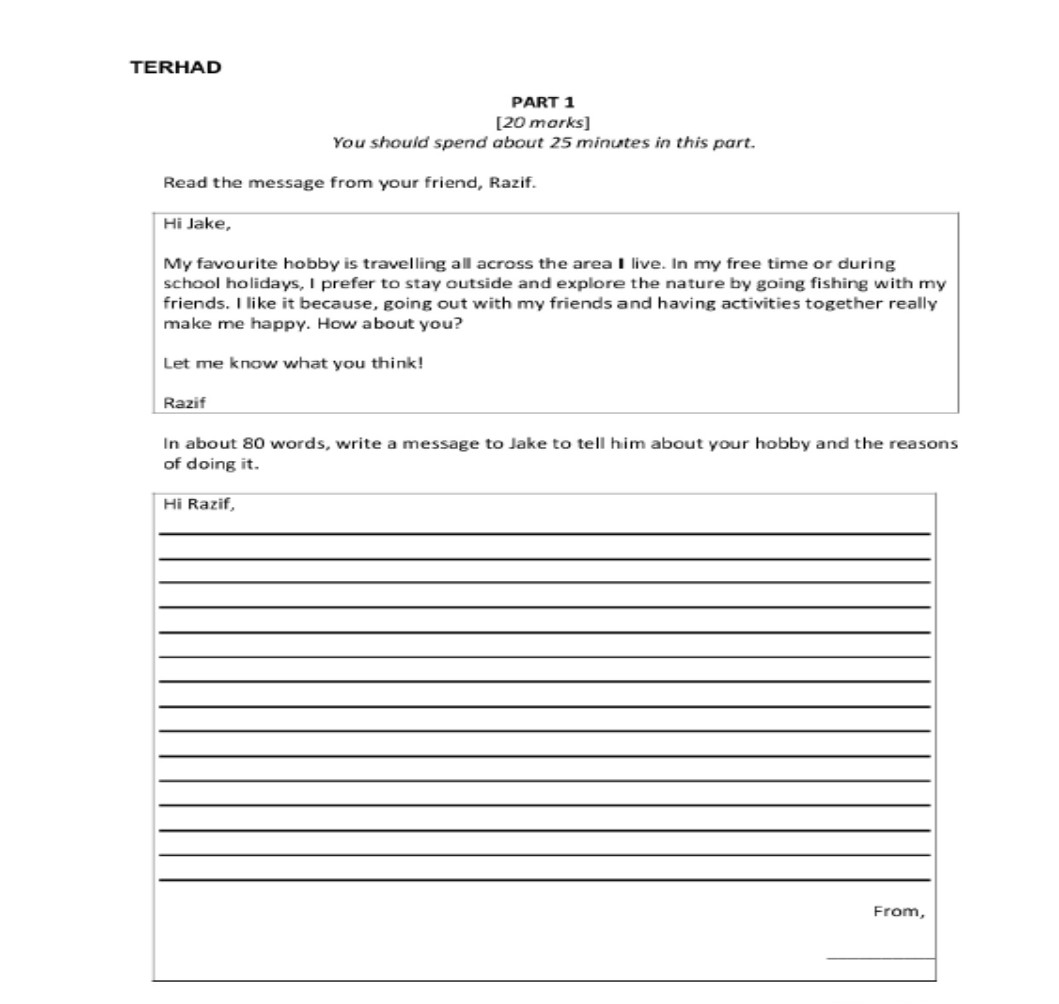 Form 1,2,3 English: Mid Term Exam Paper – 老师的话 lao shi de hua